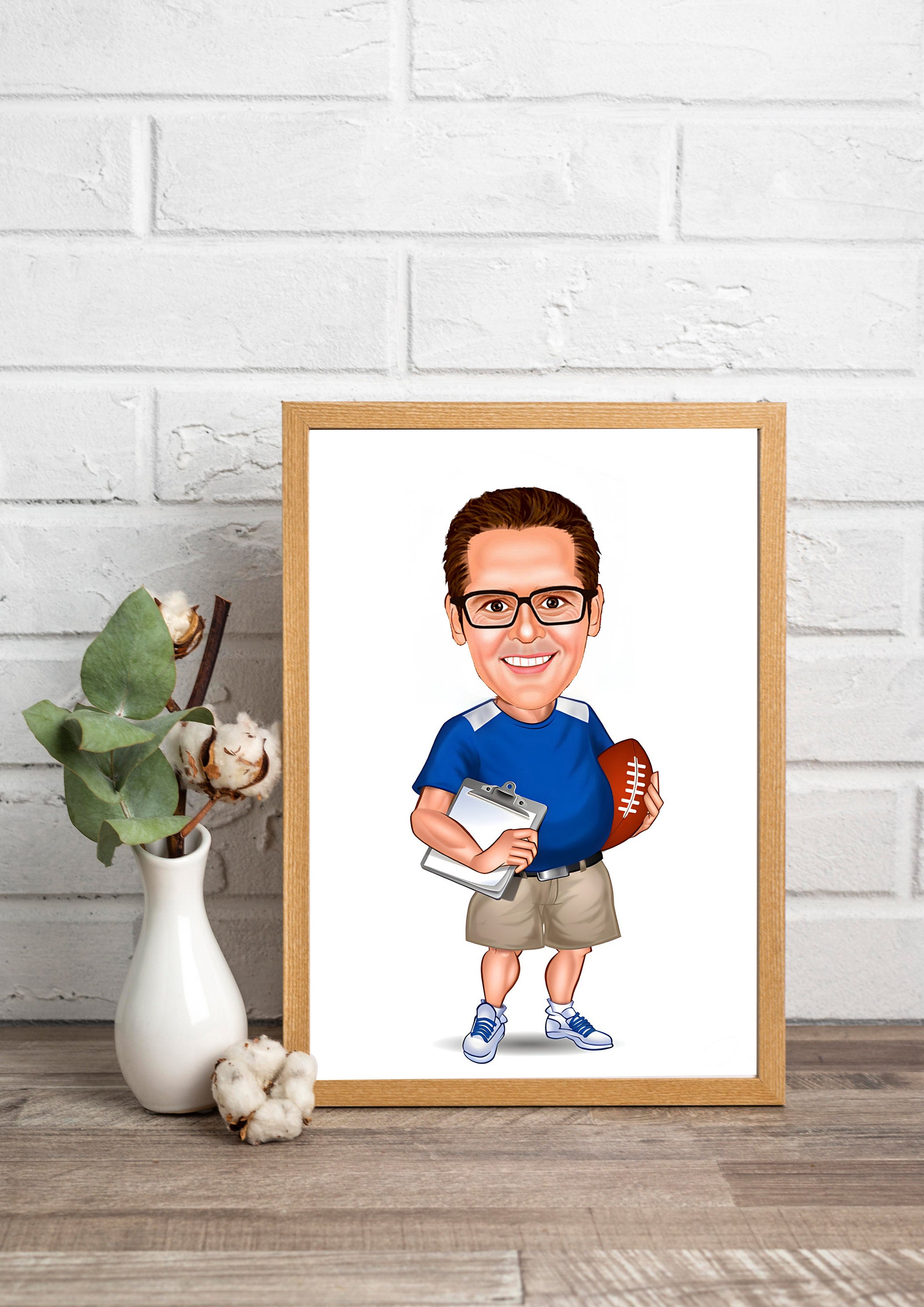 Custom Rugby Coach Cartoon Portrait Drawing From Photo, Gift for Rugby ...