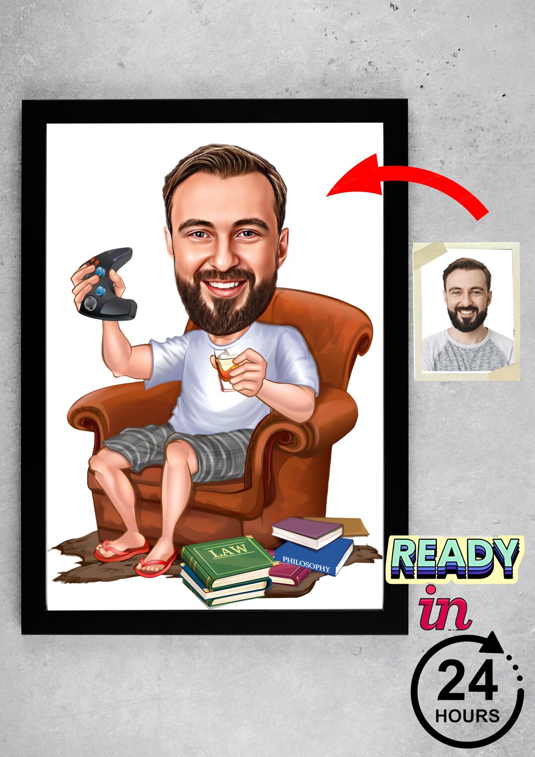 Gamer Gift for Men With Cartoon, Gamer Gift Ideas, Funny TV Gamer Gift ...