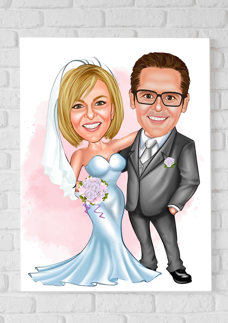 Custom Wedding Cartoon Portrait, Couple Portrait, Gift for Couple ...