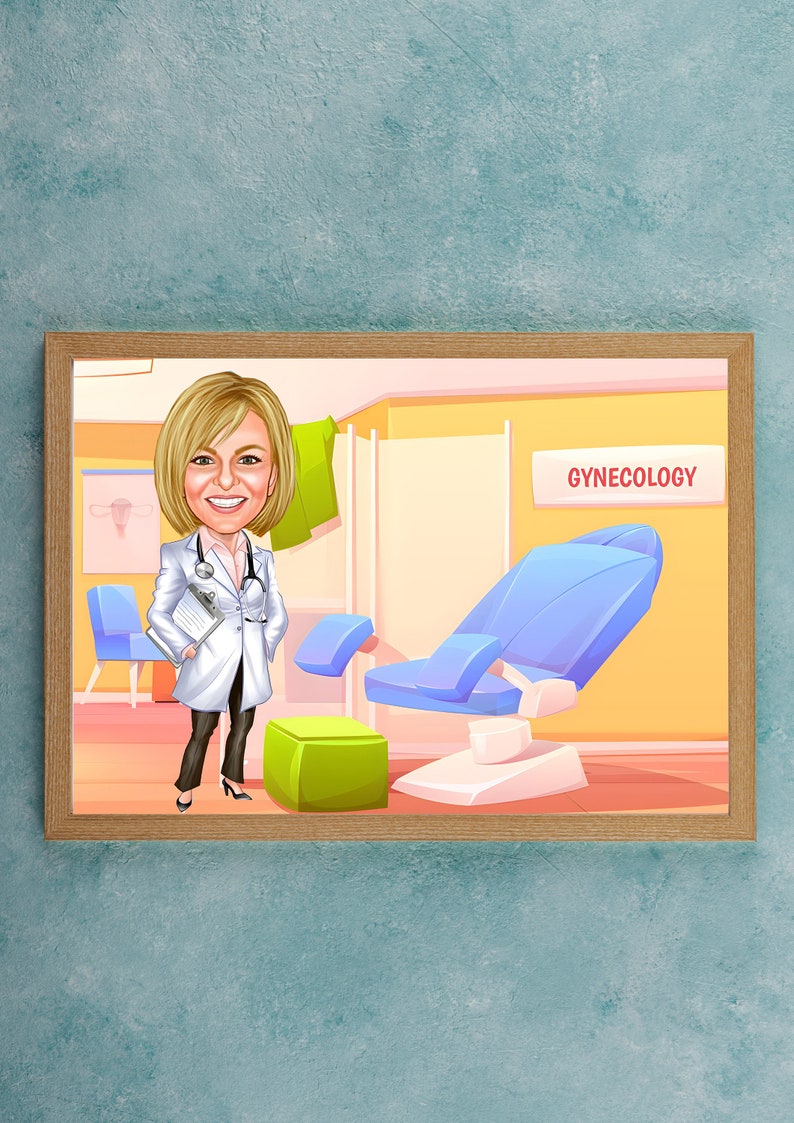 Custom Gynecologist Cartoon Portrait From Photo Gynecologist Gift for ...