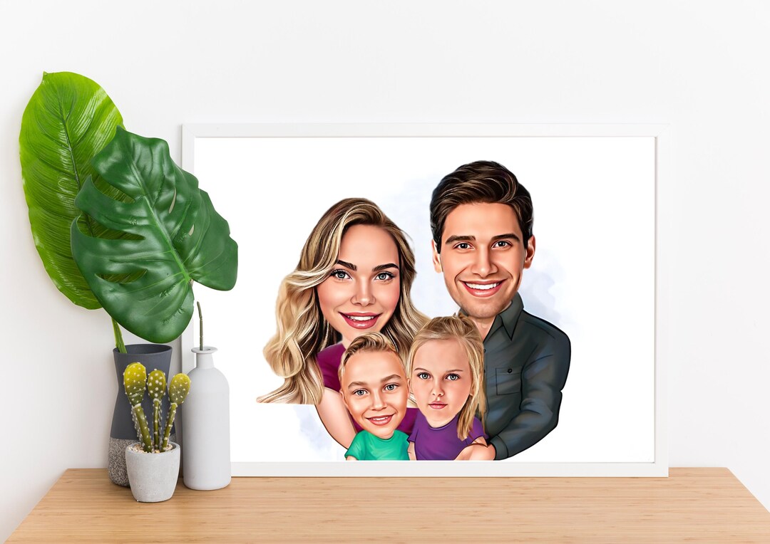 Custom Family Cartoon Portrait, Family Portrait, Gift for Family ...