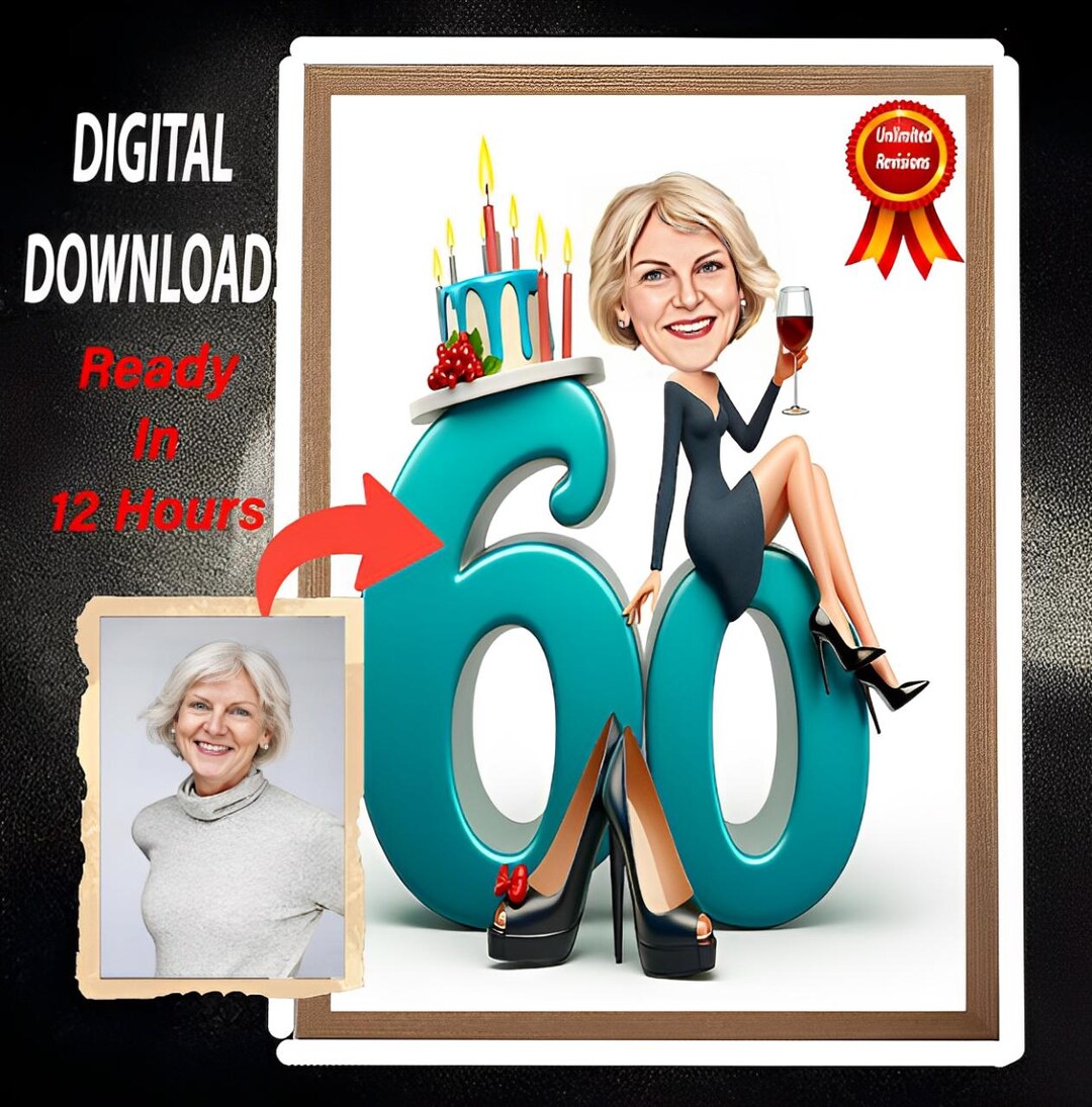 PERSONALIZED 60th BIRTHDAY Extra Special Day Caricature Photo to ...