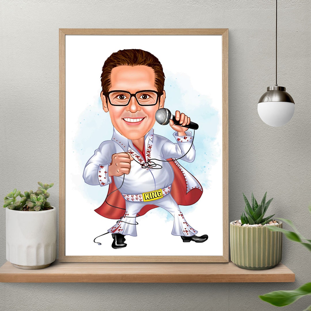 Personalized Elvis Presley Cartoon Portrait, Custom Elvis Presley ...