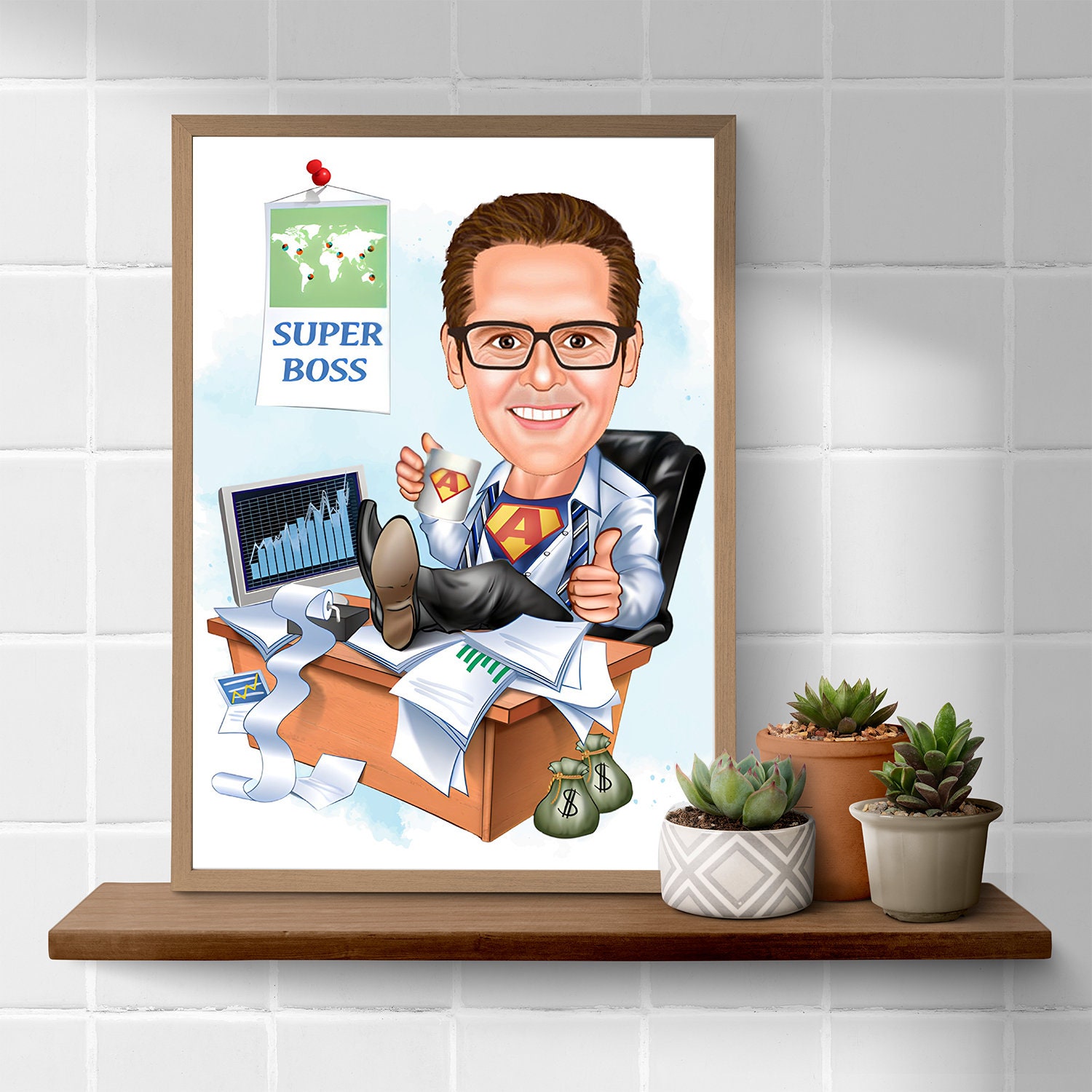 Male Boss Gift, Boss Caricature Drawing From Photo, Funny Cartoon ...