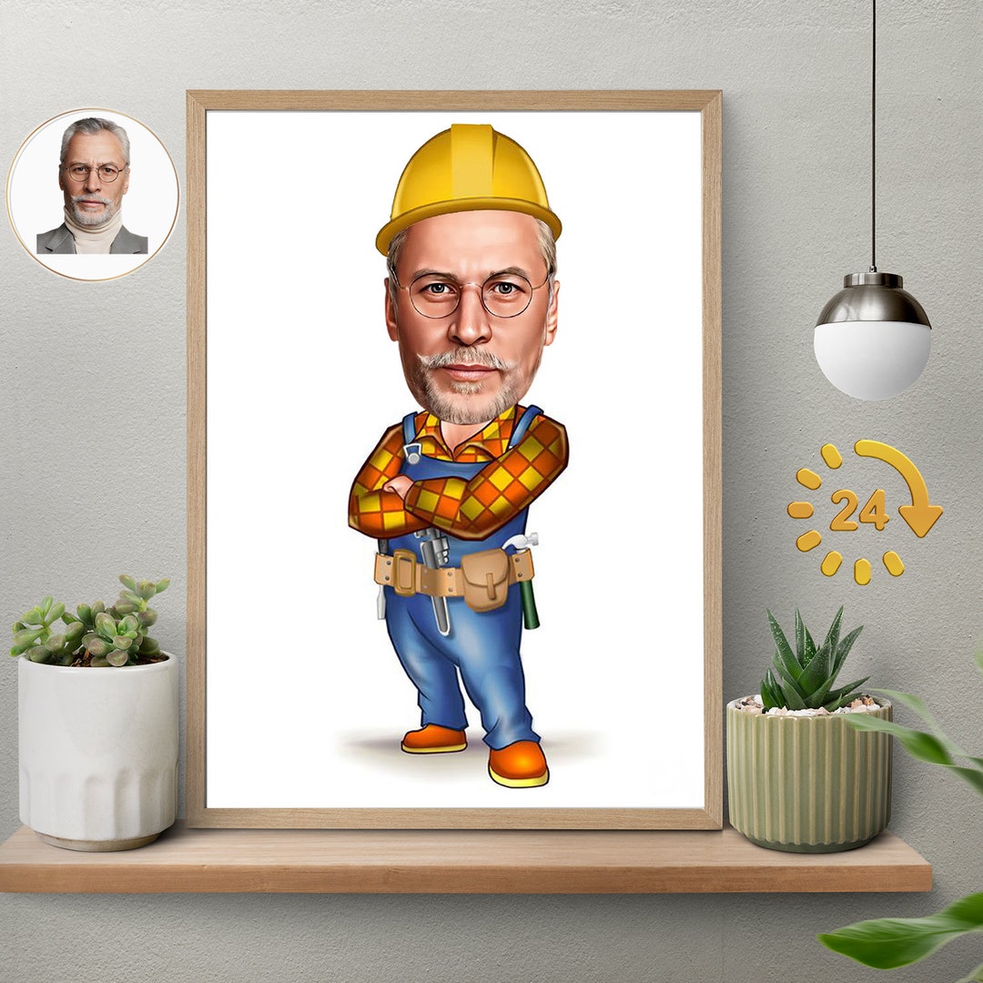 Engineer Caricature Drawing From Photo, Funny Engineer Gift for Men ...