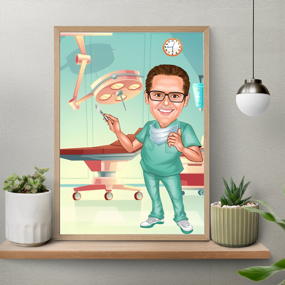 Custom Surgeon Cartoon Portrait, Surgeon Caricature, Gift for Surgeon ...