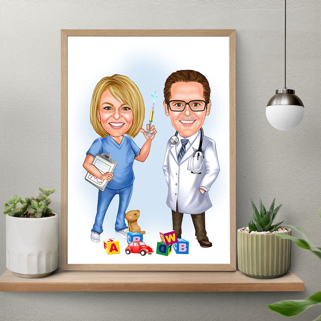 Custom Woman Doctor Cartoon Portrait, Doctor Portrait, Doctor ...