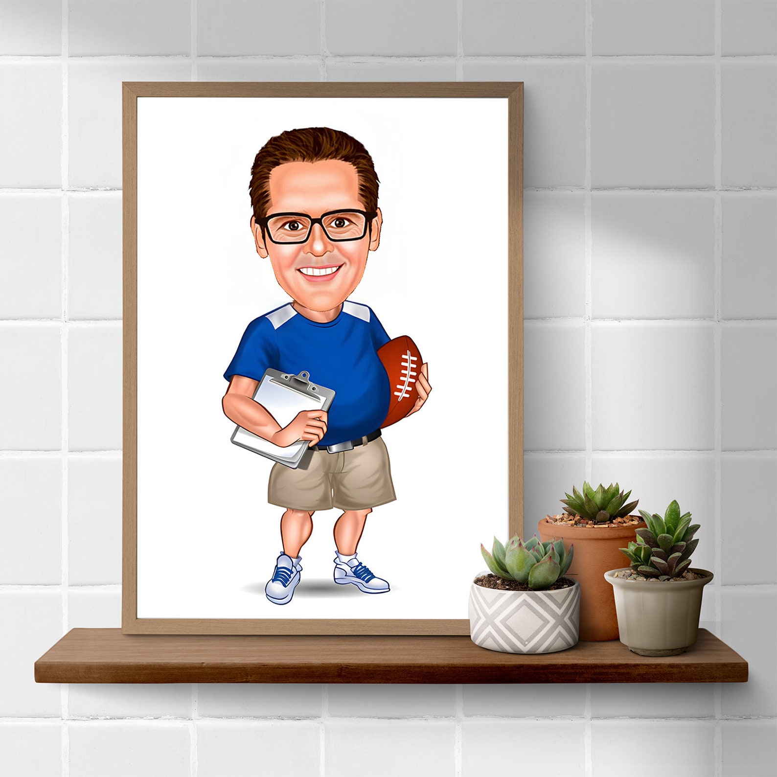 Custom Rugby Coach Cartoon Portrait Drawing From Photo, Gift for Rugby ...
