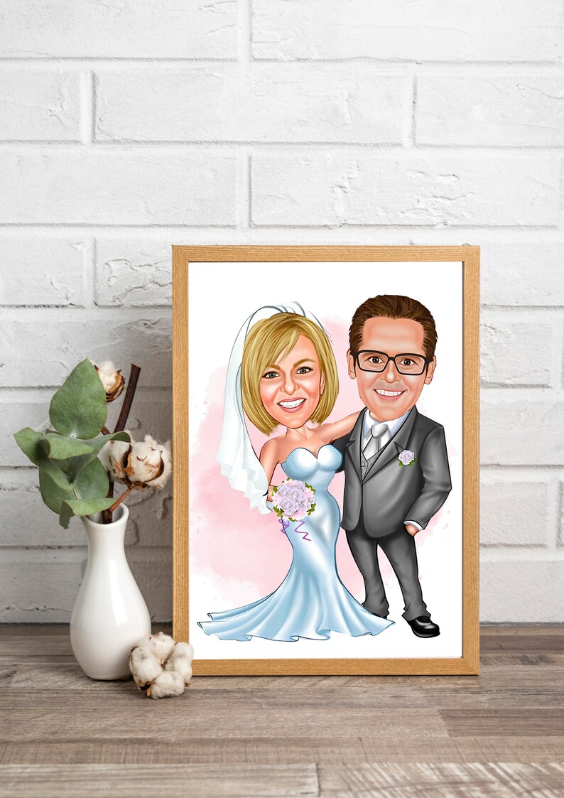Custom Wedding Cartoon Portrait, Couple Portrait, Gift for Couple ...