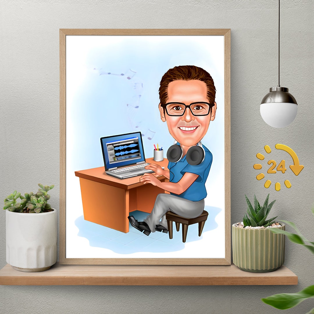 Custom Music Producer Cartoon Portrait, Music Producer Caricature From ...