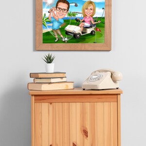 Personalized Golfer Couple Cartoon , Custom Caricature, Digital ...