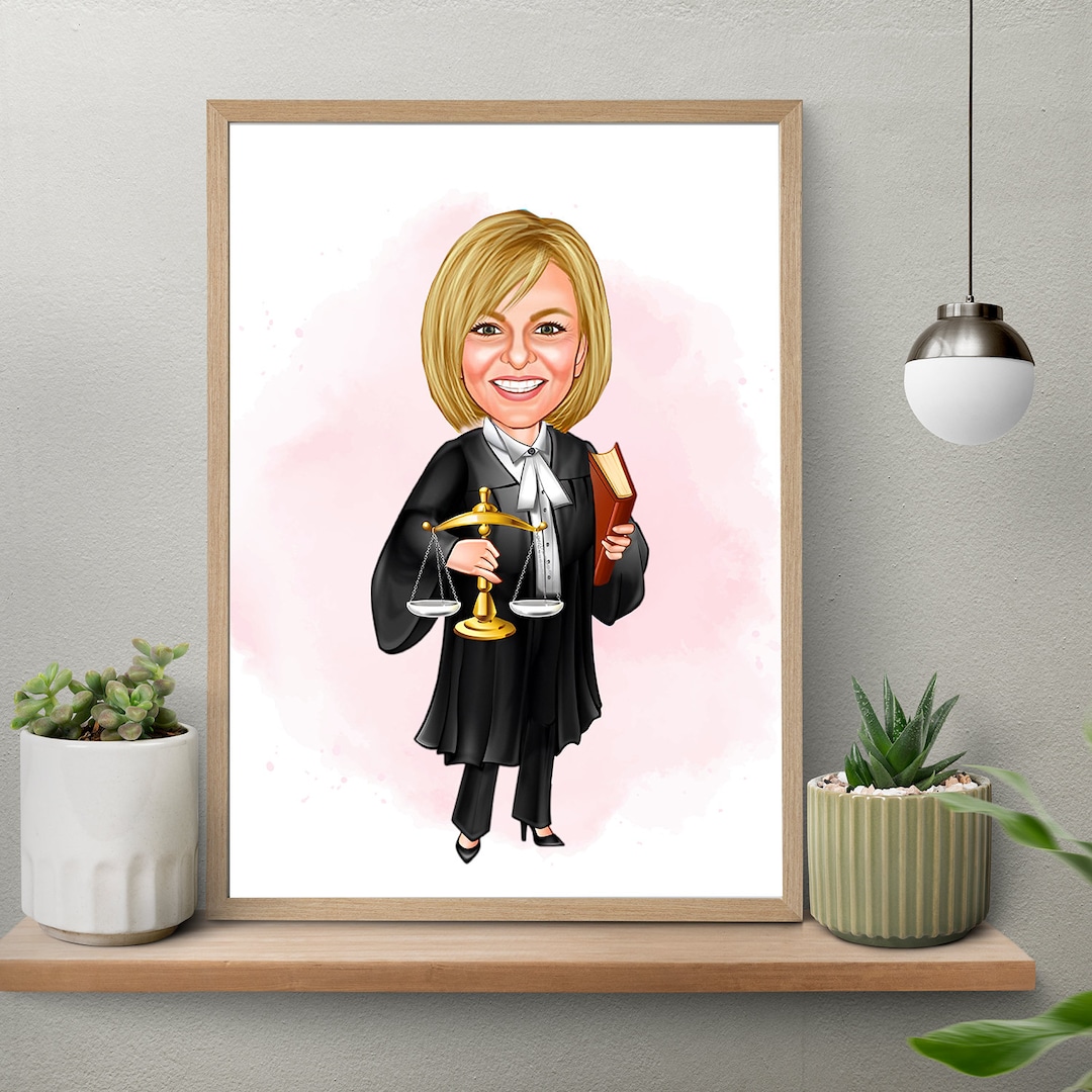 Female Lawyer Caricature Drawing From Photo, Custom Attorney Cartoon ...