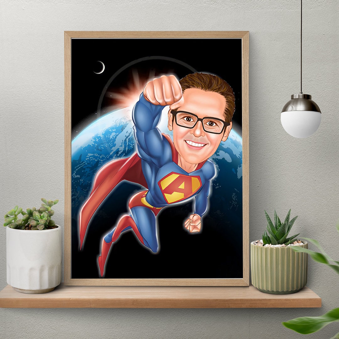 Personalized Superhero A Caricature Art, Custom Superhero Caricature ...
