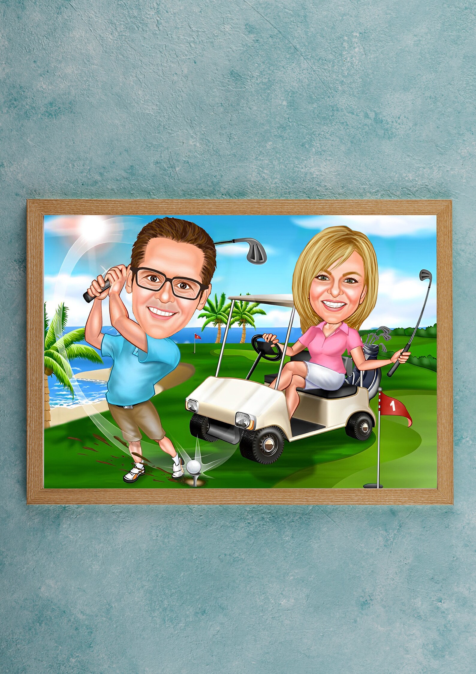 Personalized Golfer Couple Cartoon , Custom Caricature, Digital ...