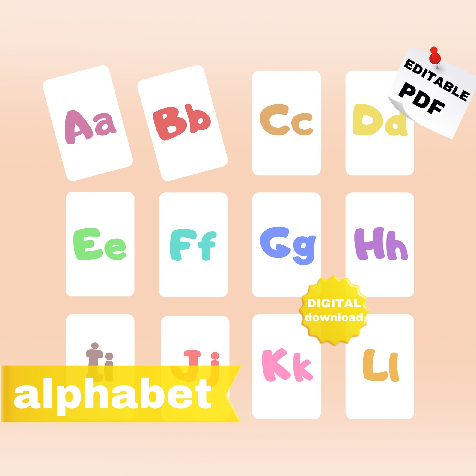 ALPHABET Flash Cards, Educational Cards, Learn ABC, Alphabet Flash ...