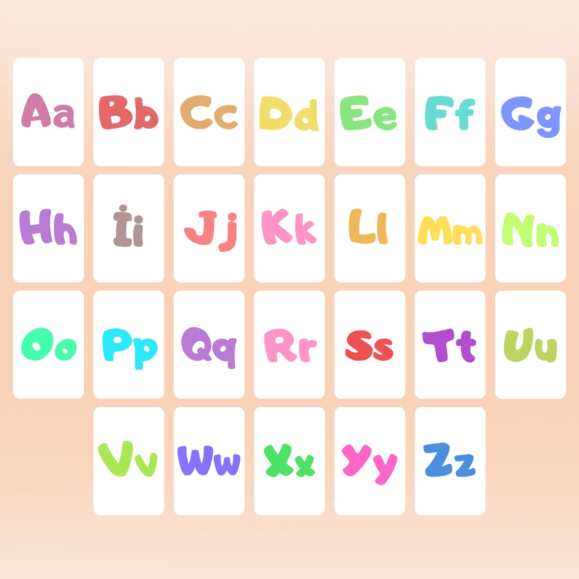 ALPHABET Flash Cards, Educational Cards, Learn ABC, Alphabet Flash ...