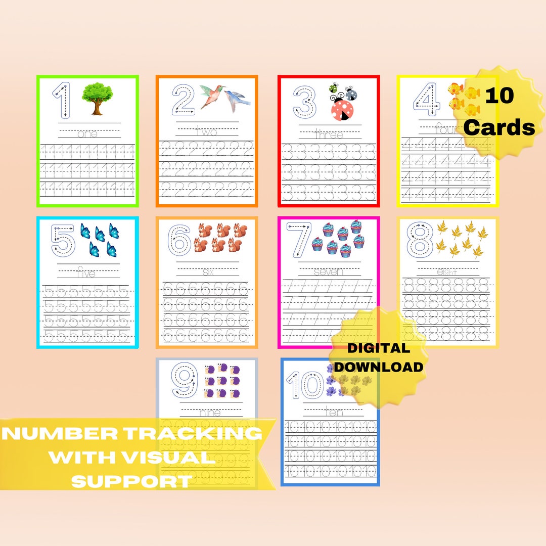 Printable Flashcards Following Numbers 1-10, Numbered Large Size ...