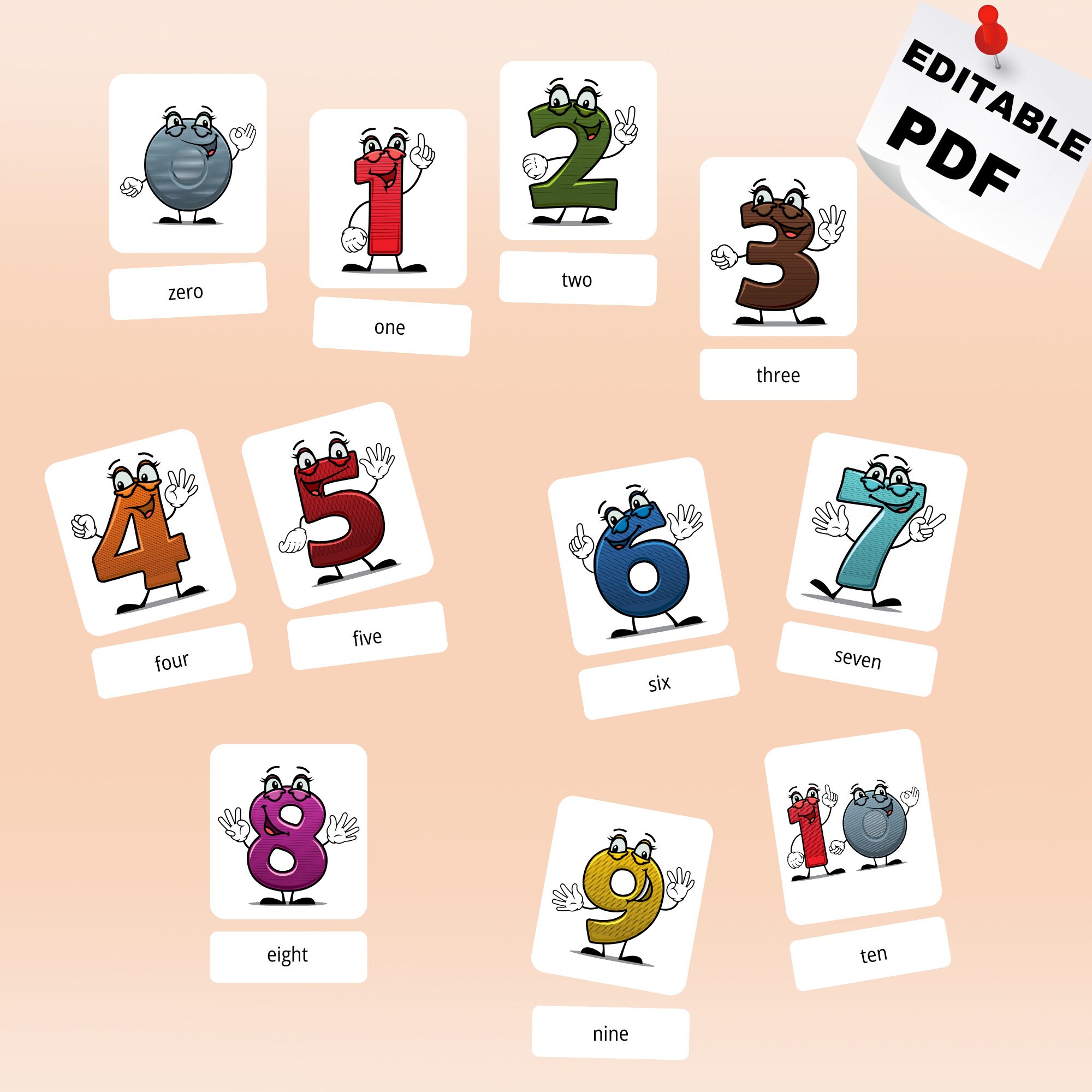 Numbers Flash Cards, Preschool Counting Flash Cards, Count and Clip ...