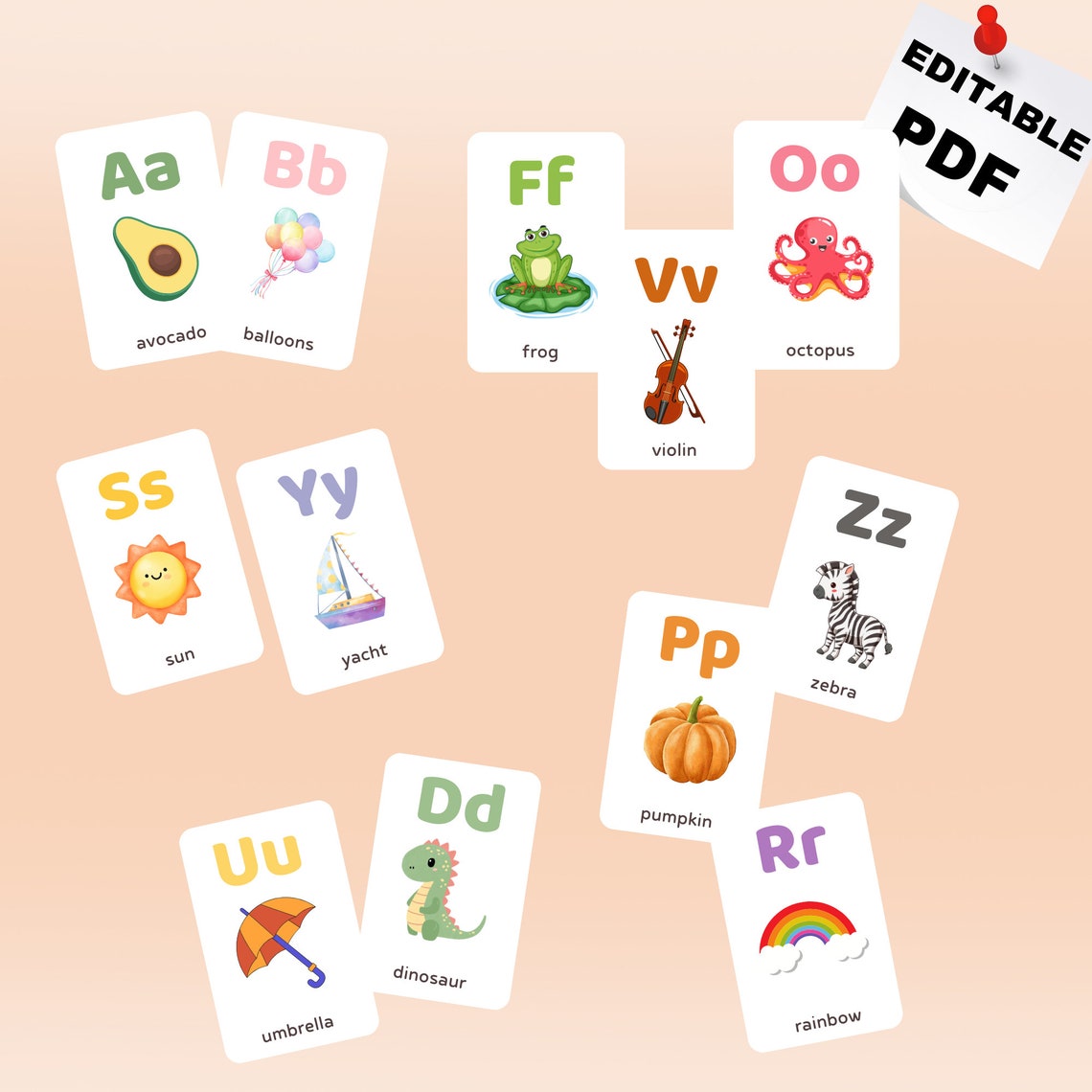 Printable Alphabet Flash Cards / Preschool Early Learning / Kids Room ...