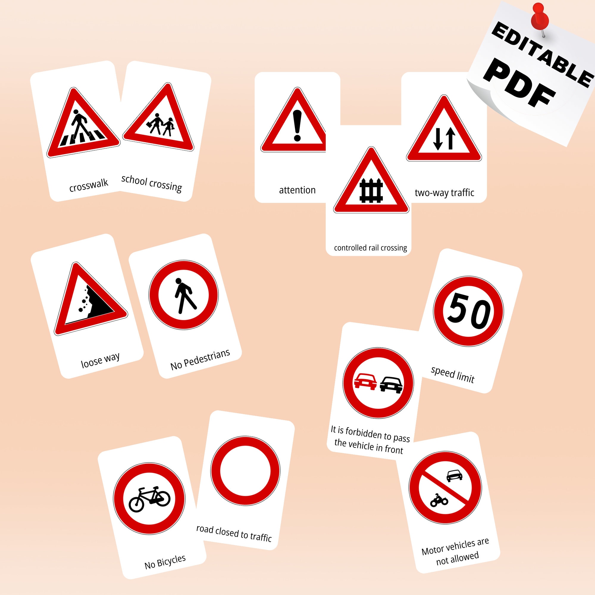 TRAFFIC SIGNS / 45 Different Traffic Signs / Montessori Cards ...