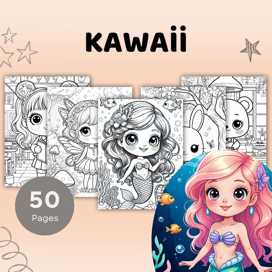 50 Kawaii Coloring Pages for Kids,cute Printable Coloring Pages, Cute ...