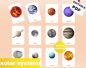 DIGITAL Spanish Moon Phases and Solar System - Etsy