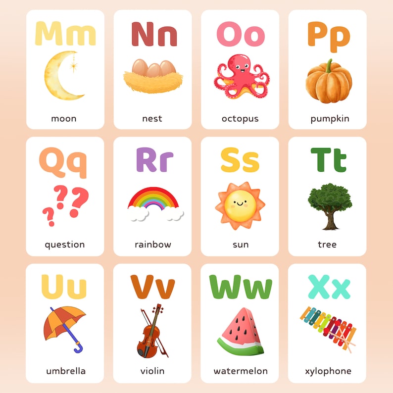 Printable Alphabet Flash Cards / Preschool Early Learning / Kids Room ...