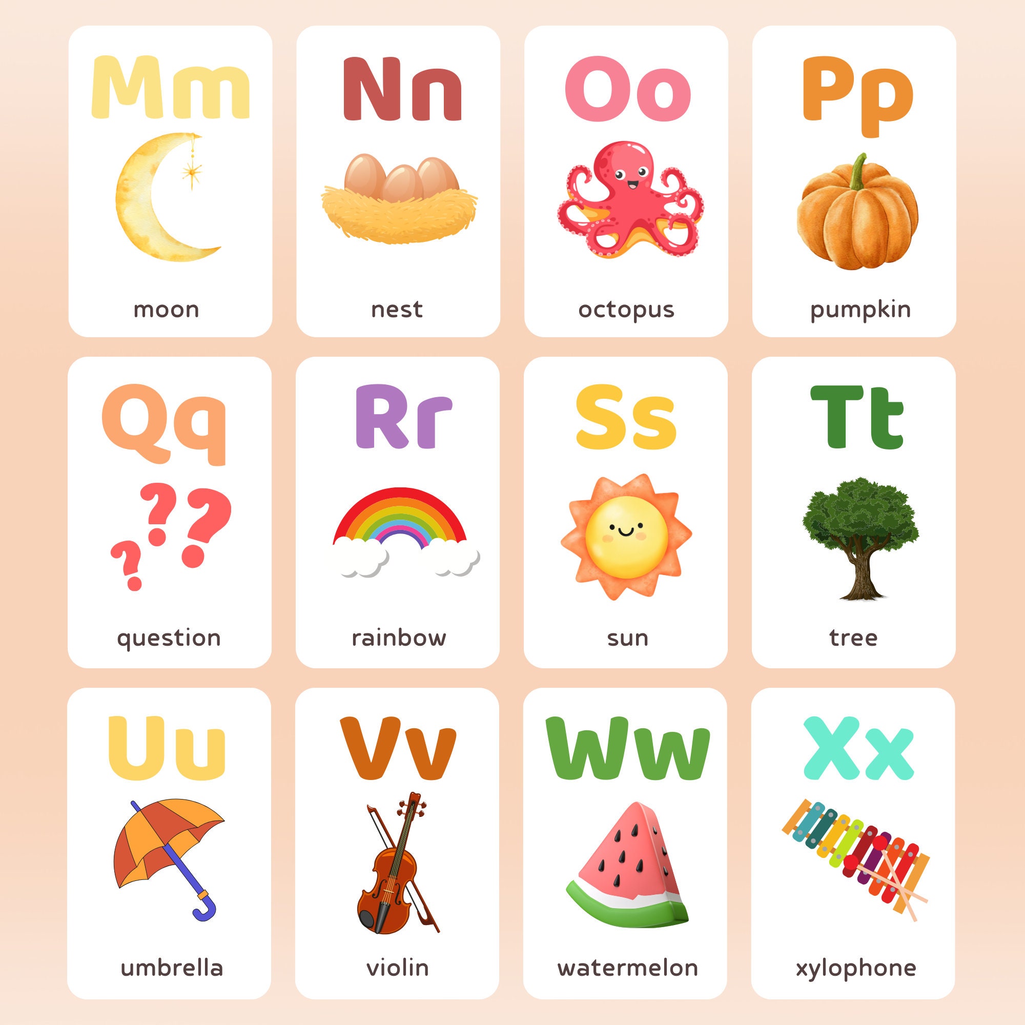 Printable Alphabet Flash Cards / Preschool Early Learning / Kids Room ...