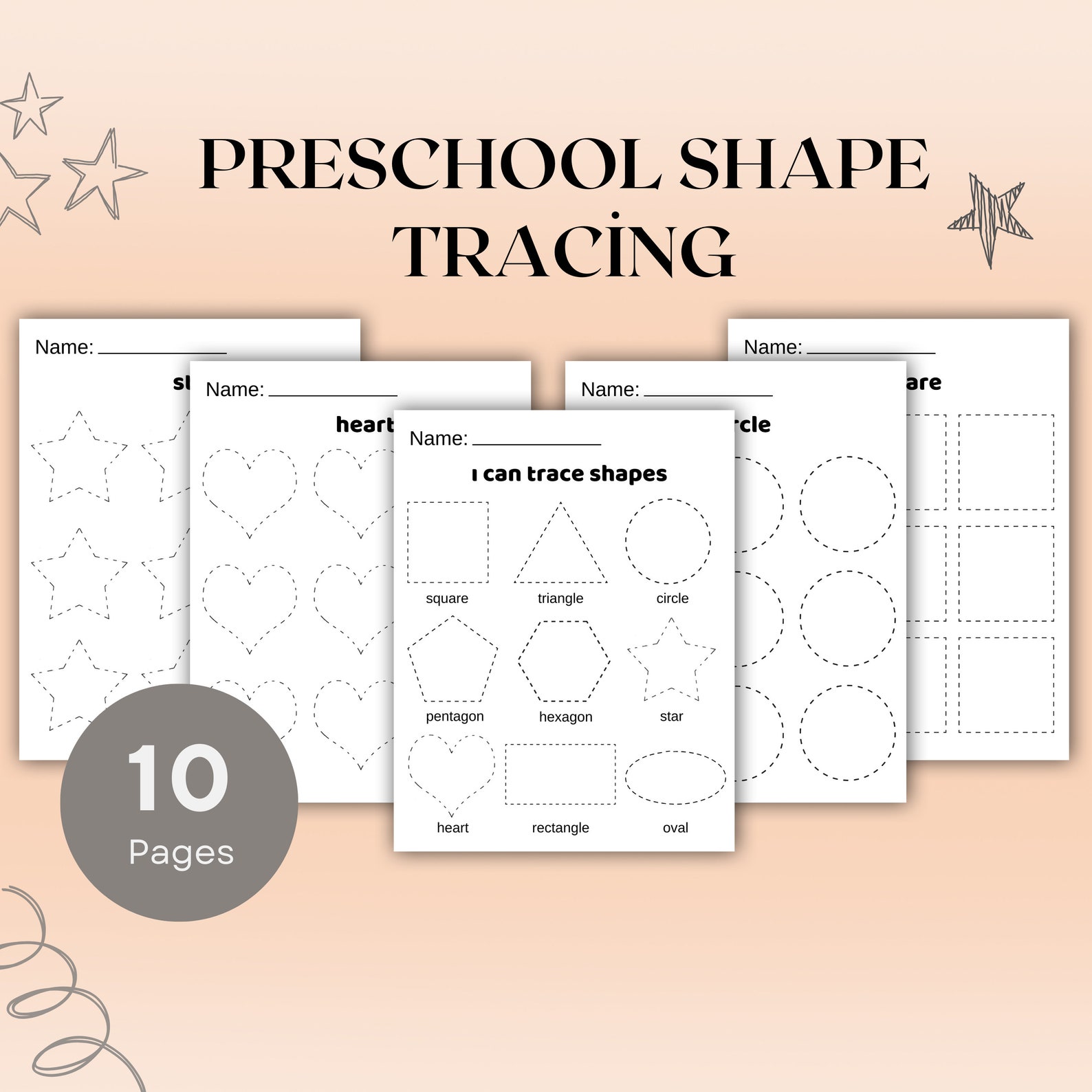 Preschool Shape Tracing / Shape Tracing Worksheets / Printable ...