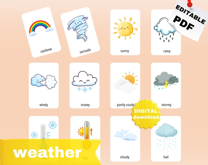 Weather Cards Printable | Flash Cards | Puzzle Matching Card Game ...