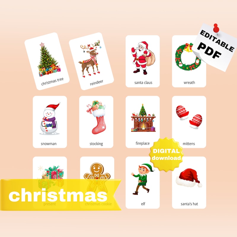 Christmas Flashcard - Etsy