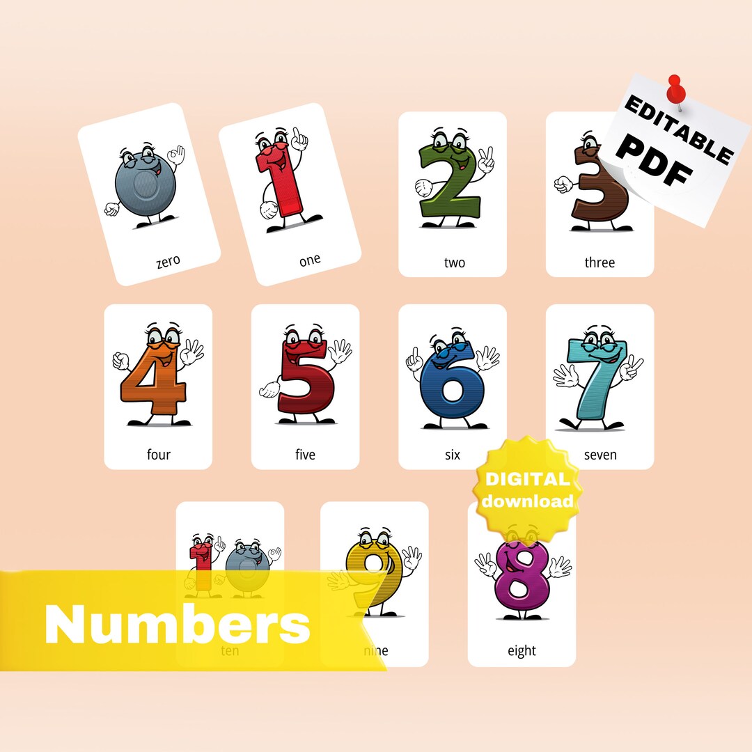 Numbers Flash Cards, Preschool Counting Flash Cards, Count and Clip ...