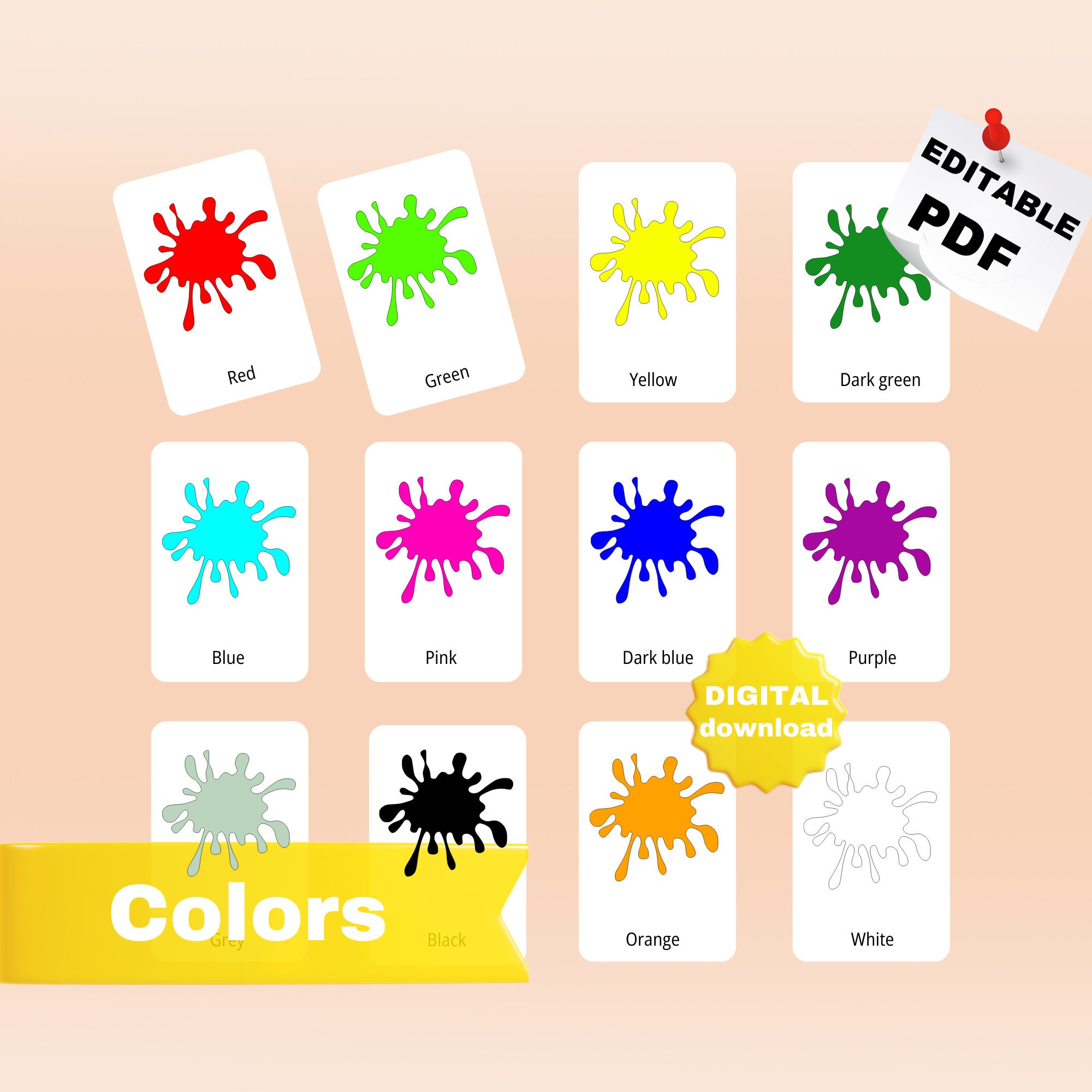 COLORS / 12 Montessori Flash Cards / Educational Printable Cards ...