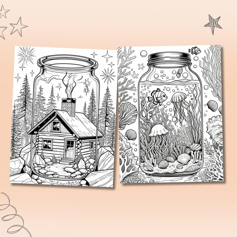 50 Peaceful Jar Coloring Pages for Adults – Printable A4 Calm Jar Art ...