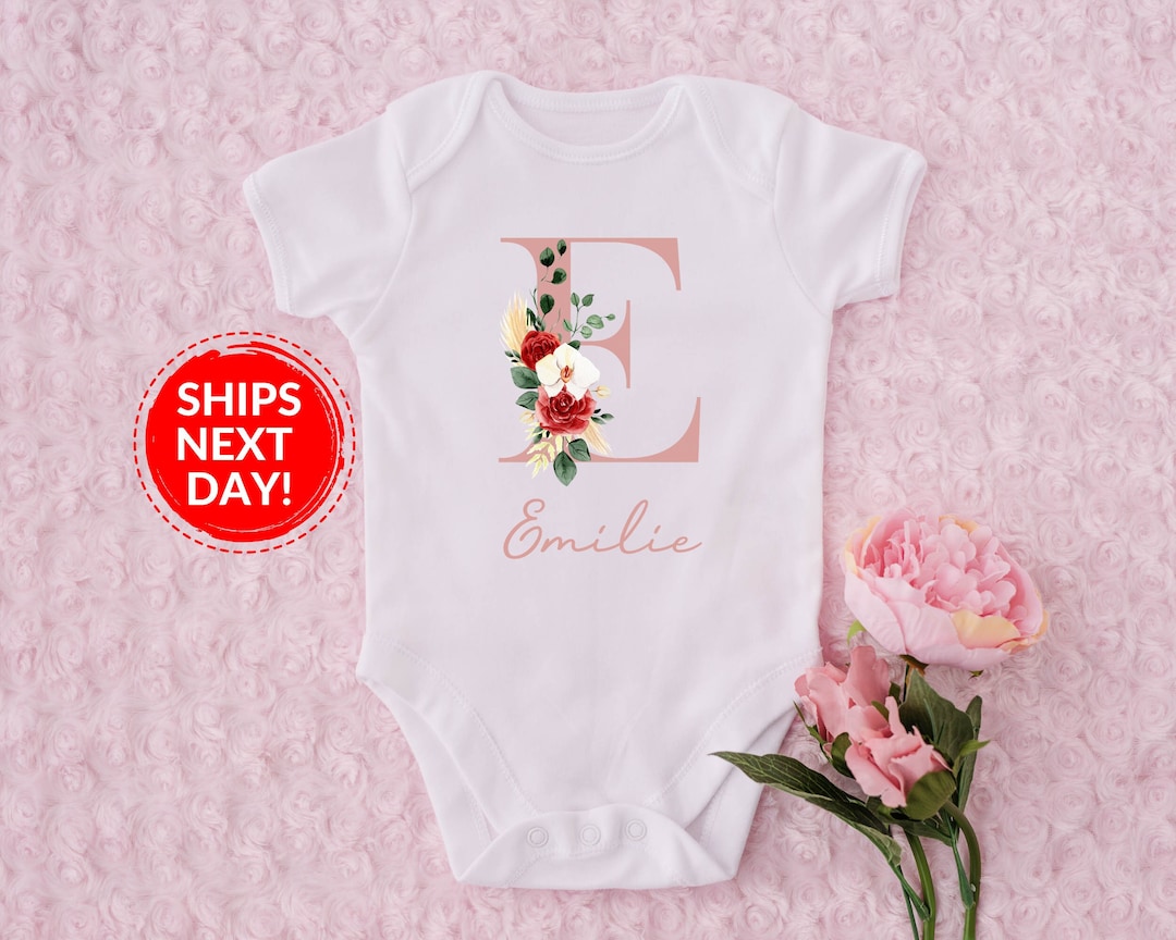 Personalized Baby Girl Onesie® Custom Girl Onesie® Flowers Onesie® Baby ...