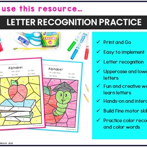 Back to School Color by Letter Alphabet Coloring Pages - Etsy