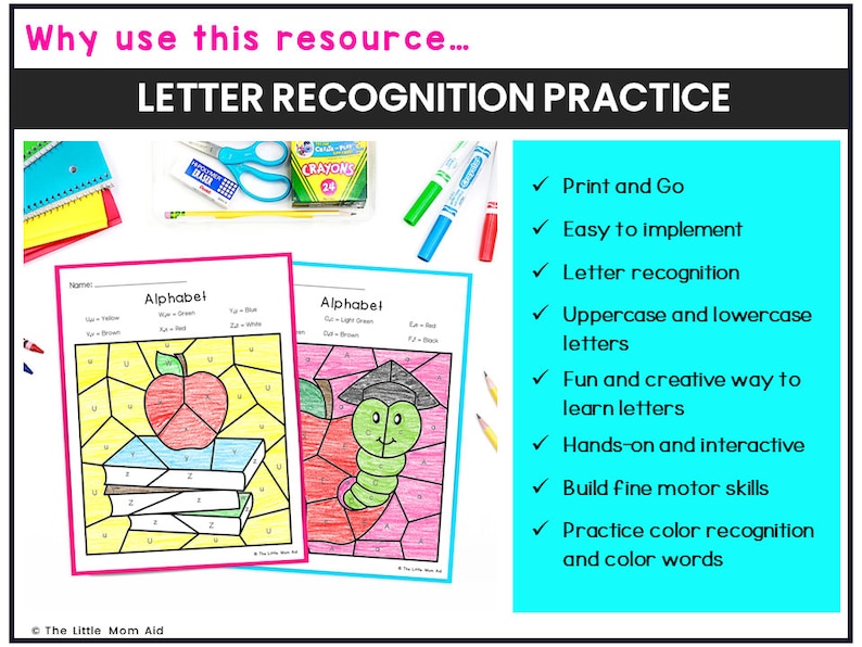 Back to School Color by Letter - Alphabet Coloring Pages - Etsy