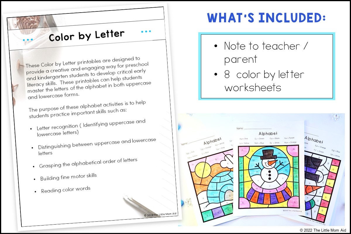 Winter Color by Letter - Alphabet Coloring Pages - Letter Recognition ...