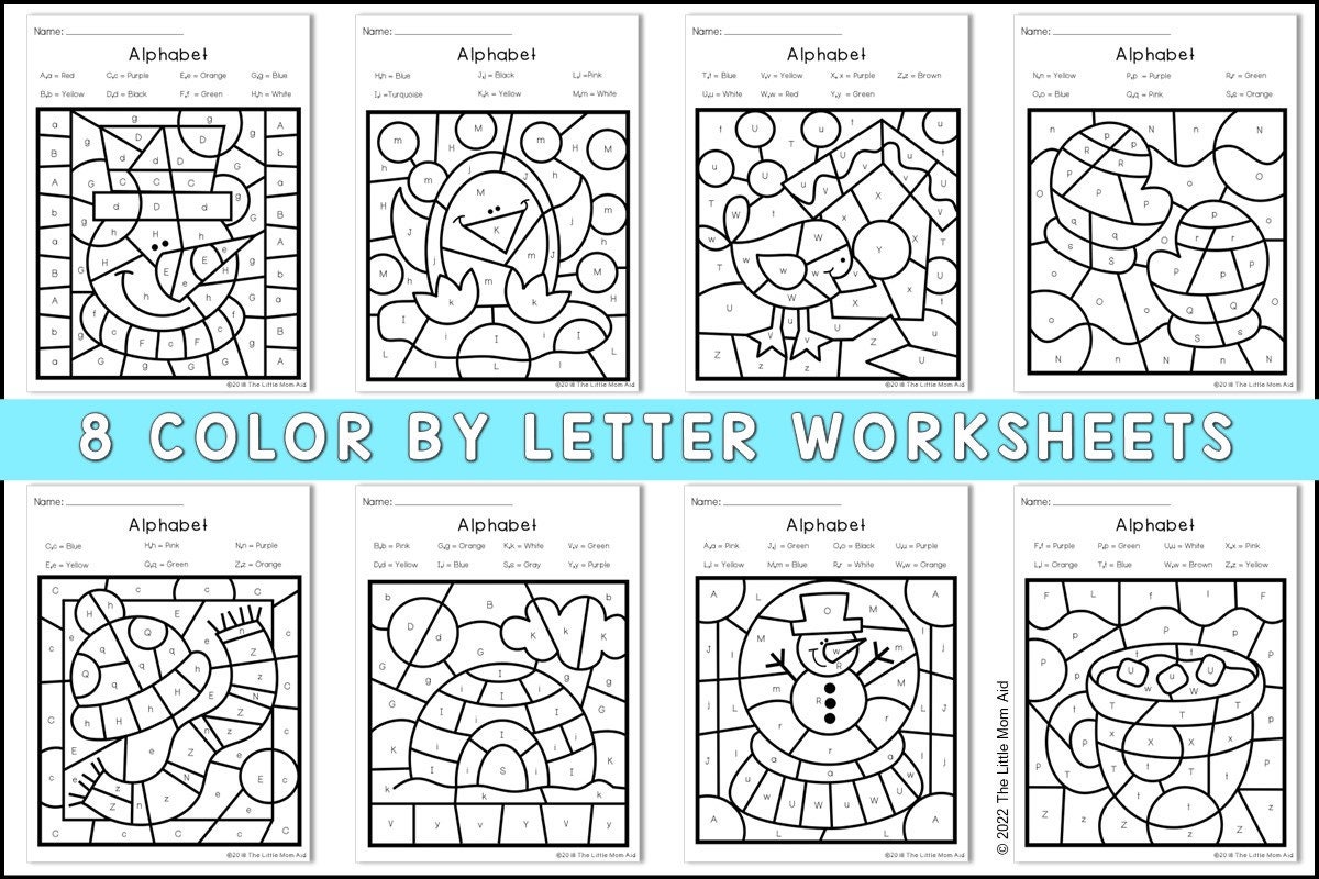 Winter Color by Letter - Alphabet Coloring Pages - Letter Recognition ...