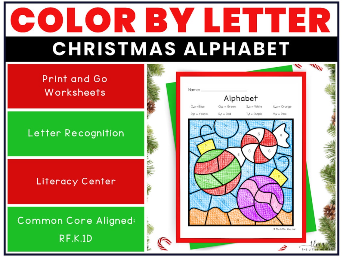 Christmas Color by Letter - Alphabet Coloring Pages - Letter ...