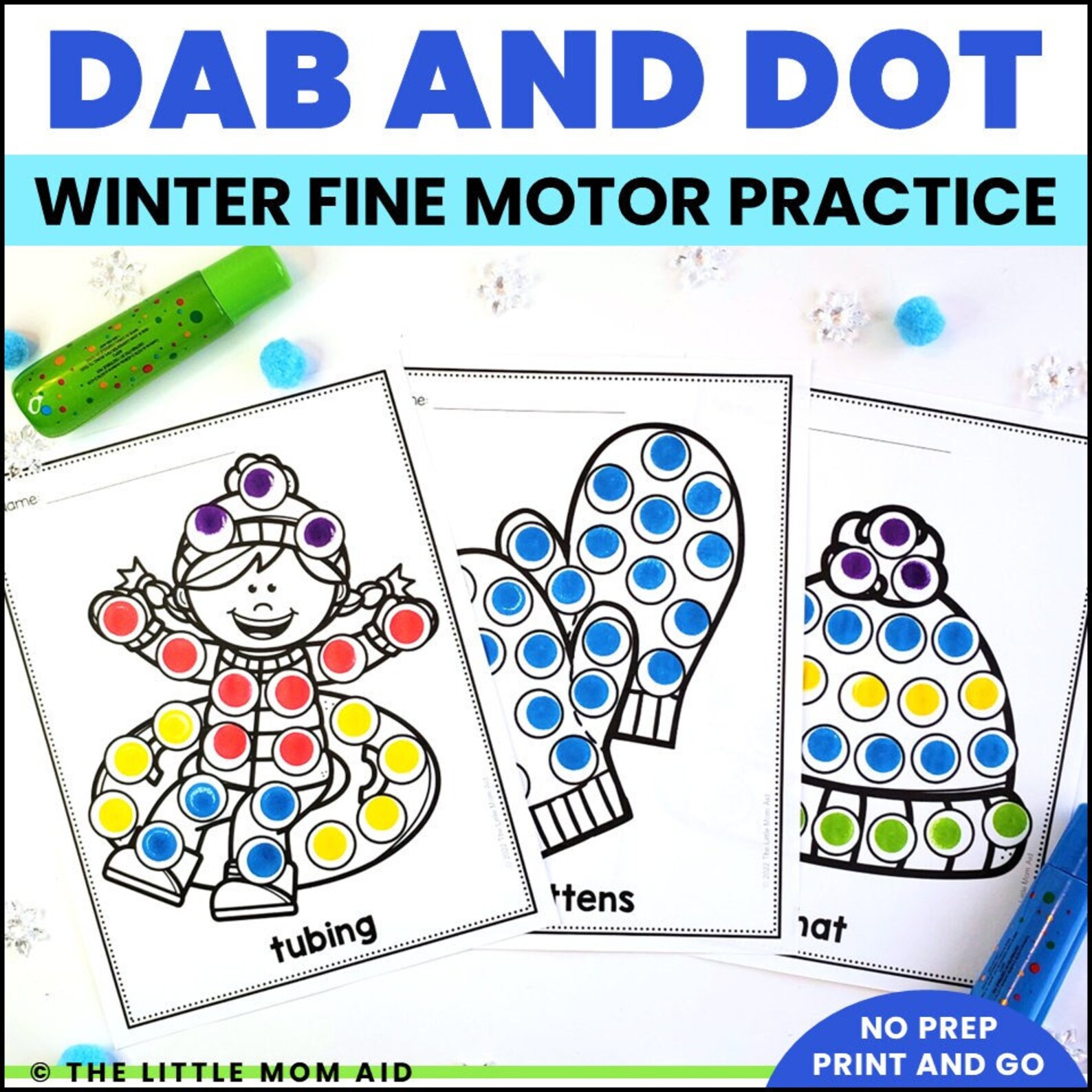 Winter Dot Art Printables - Dab and Dot Worksheets - Fine Motor ...