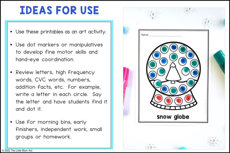 Winter Dot Art Printables Dab and Dot Worksheets Fine Motor Activity ...