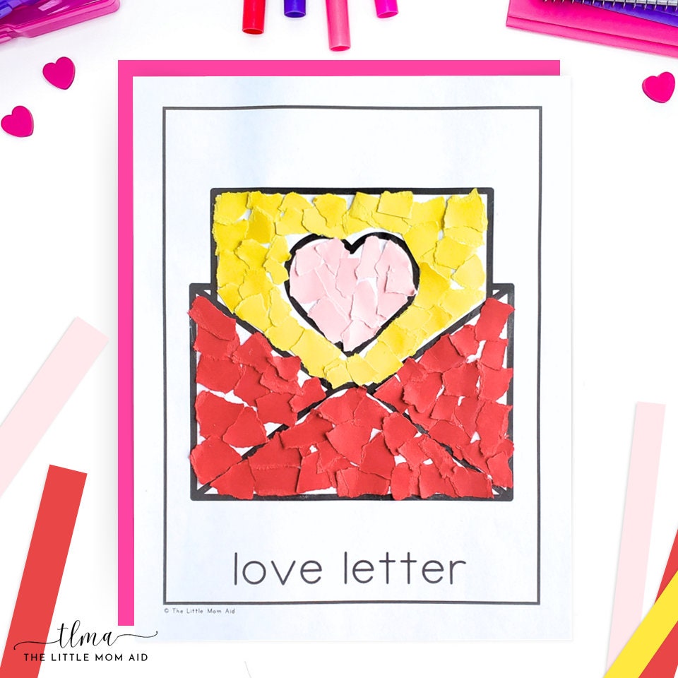 Valentine's Day Tear Art Crafts Preschool and Kindergarten Fine Motor ...