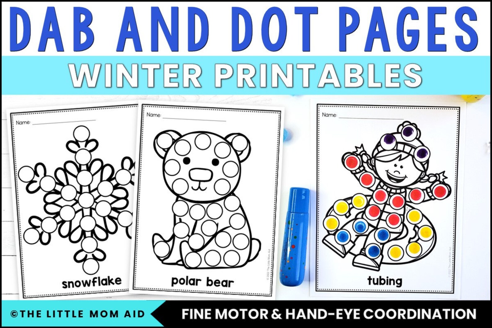 Winter Dot Art Printables - Dab and Dot Worksheets - Fine Motor ...