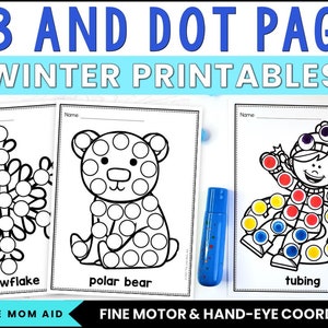 Winter Dot Art Printables - Dab and Dot Worksheets - Fine Motor ...