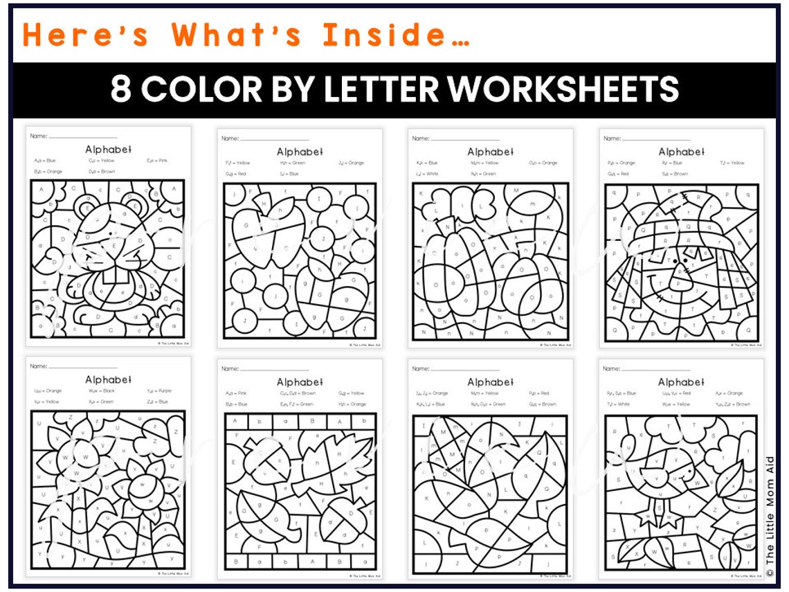 Fall Color by Letter - Alphabet Coloring Pages, Letter Recognition ...