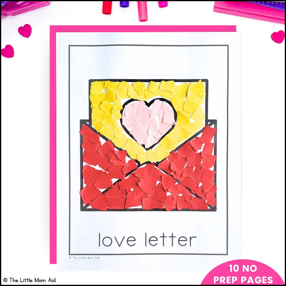 Valentine's Day Tear Art Crafts Preschool and Kindergarten Fine Motor ...