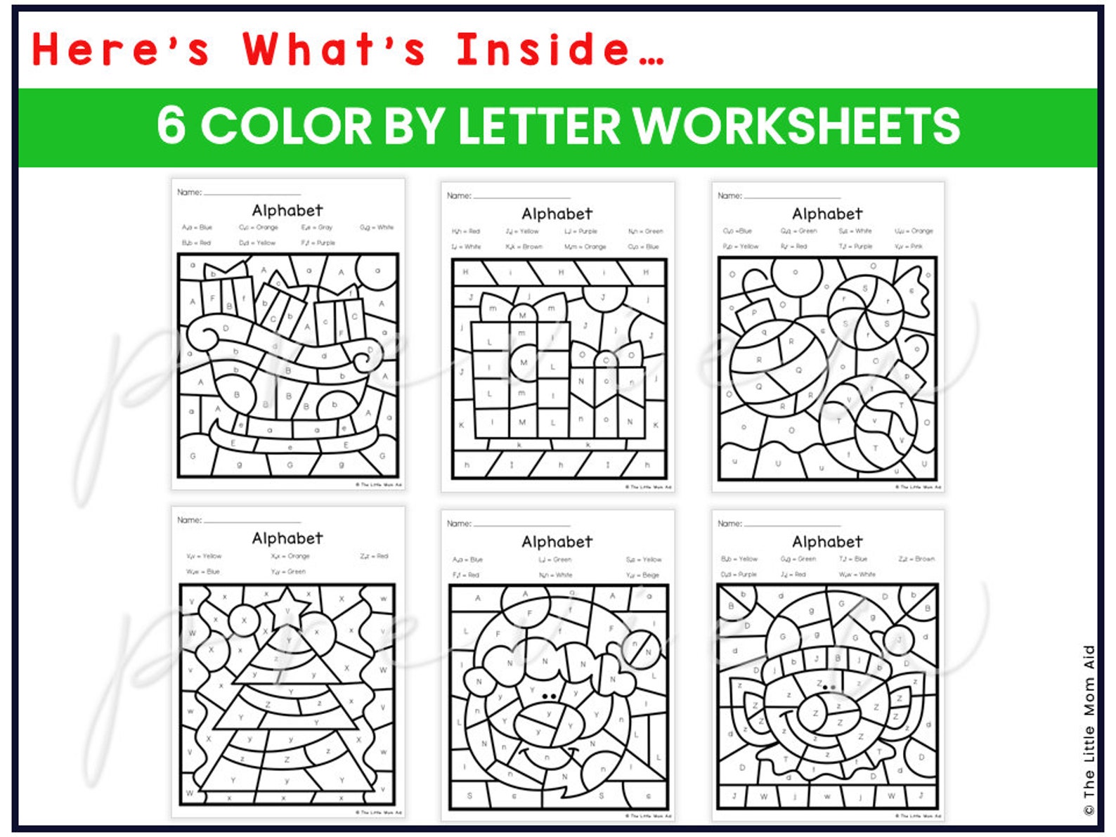 Christmas Color by Letter - Alphabet Coloring Pages - Letter ...