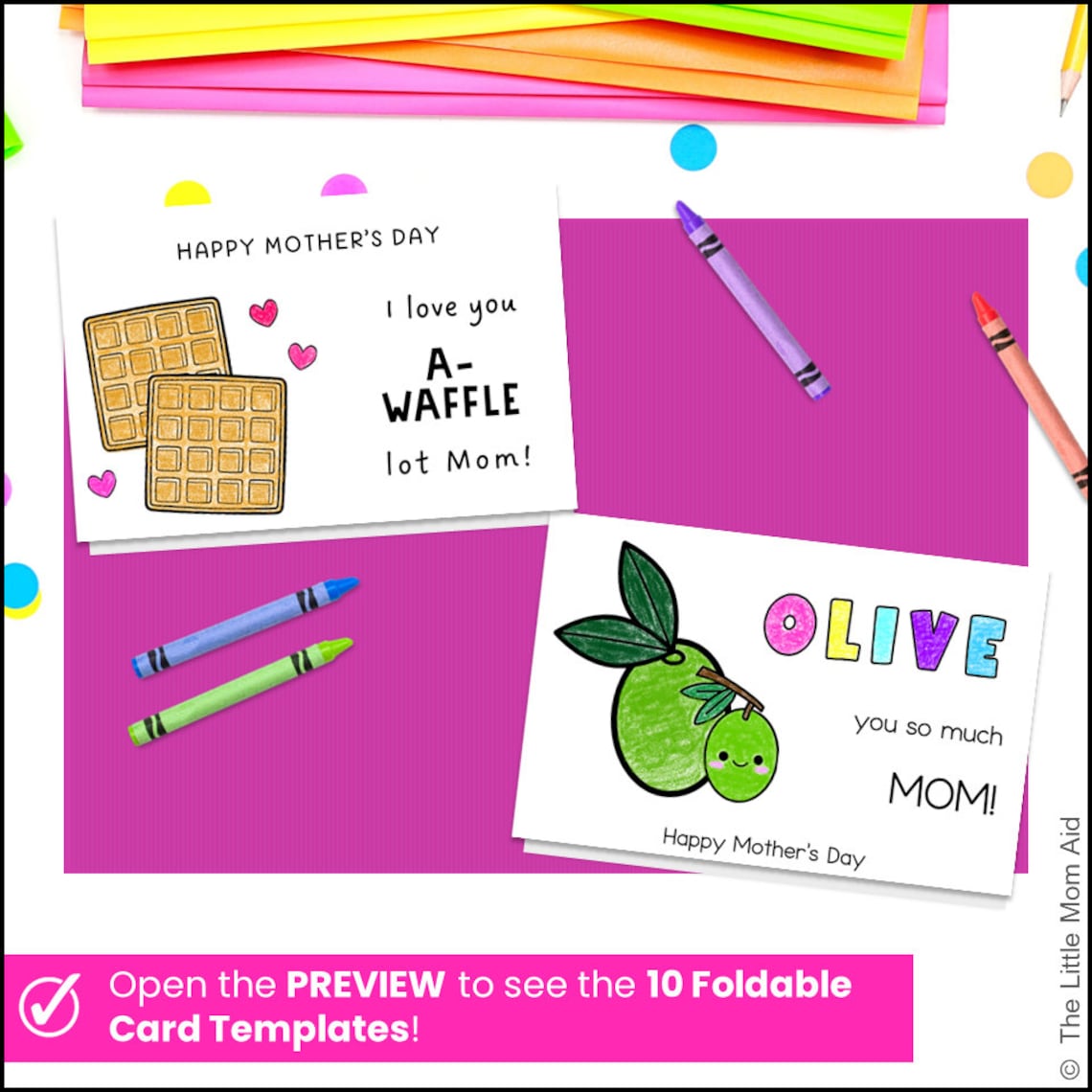 Mother’s Day Cards - Color in Cards With Food Puns - Mother's Day Gift ...