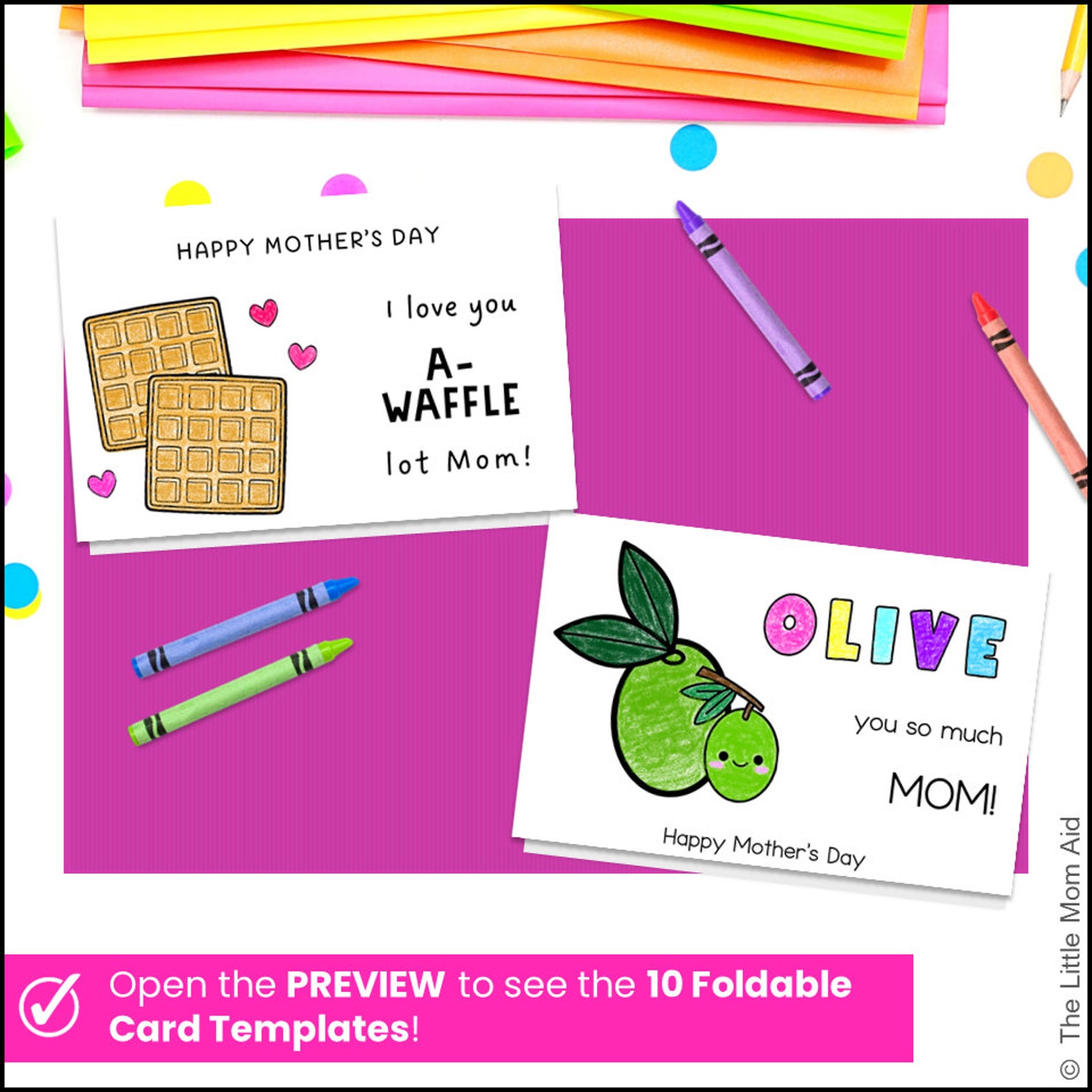 Mother’s Day Cards - Color in Cards With Food Puns - Mother's Day Gift ...